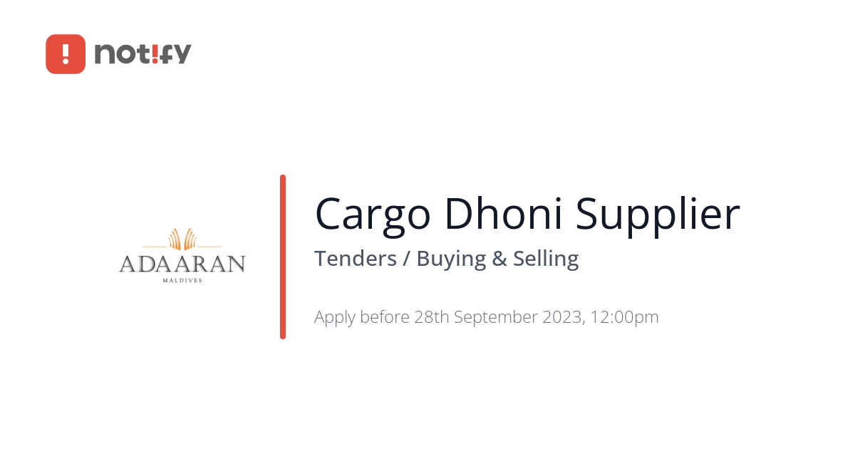 Notify — Cargo Dhoni Supplier